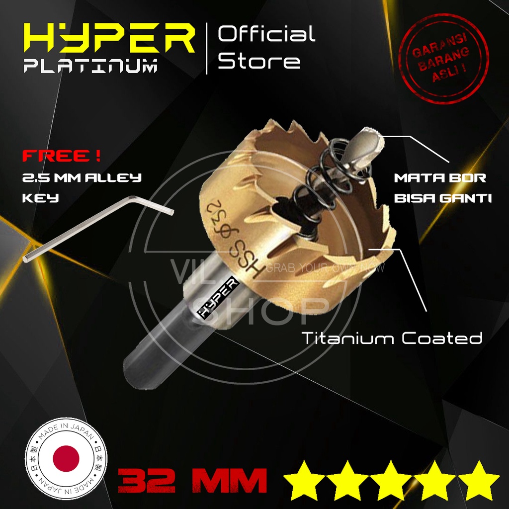 Jual HYPER MATA BOR HOLESAW PELUBANG BESI KAYU 32 MM 32MM COBALT ...