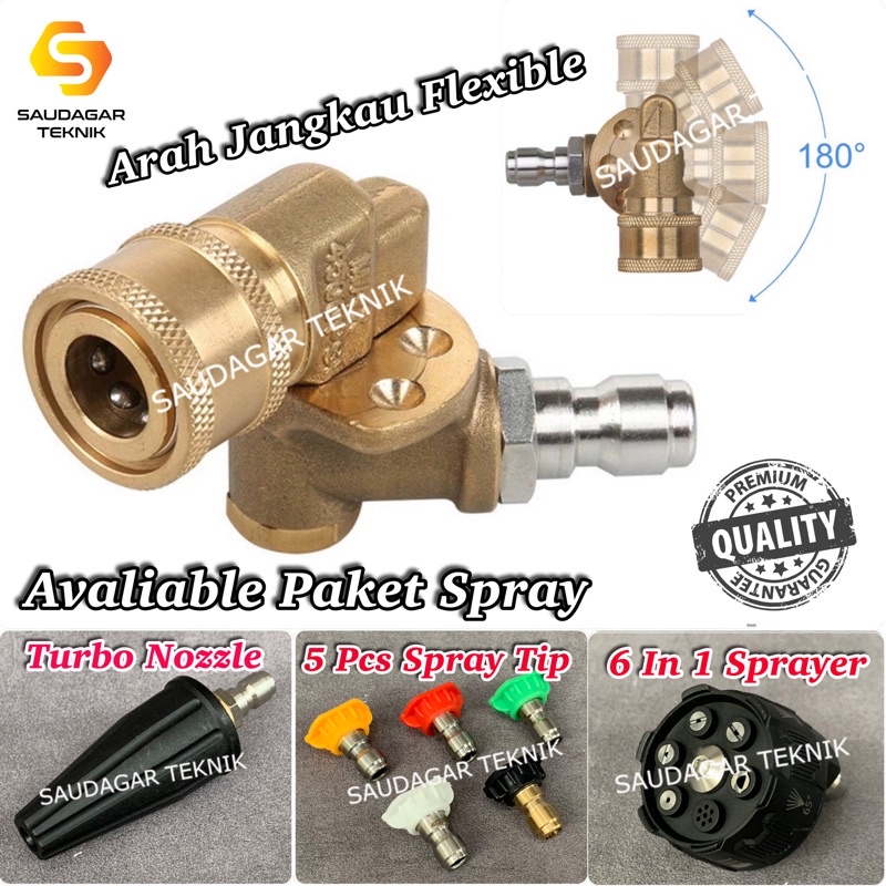 Jual Quick Release Female 1/4 PIVOT 180 Derajat Adaptor Quick Connect ...