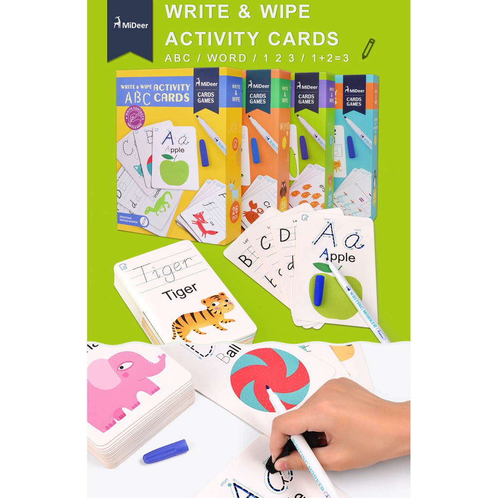 Jual Mideer Write & Wipe Activity Cards mainan montessori menghitung ...
