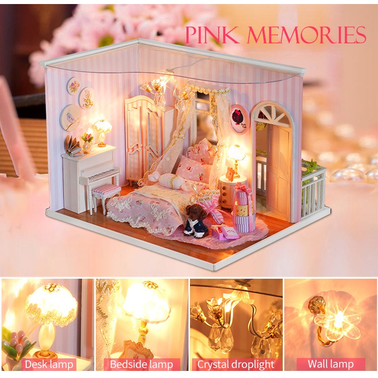 Jual DIY rumah boneka 3D Kayu miniatur Dream DollHouse dengan Furniture ...