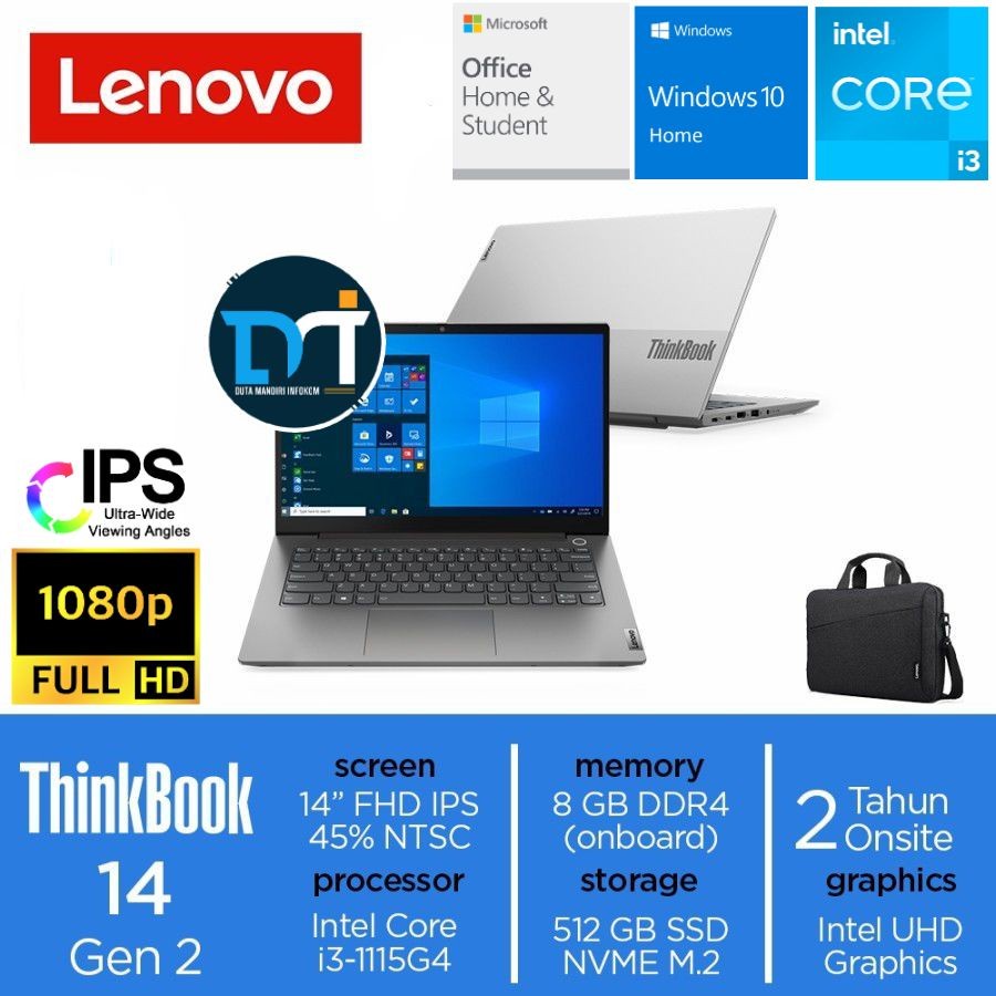 Jual Lenovo ThinkBook 14 G2 ITL - I3 1115G4 8GB 512GB UHD 14" FHD W10+OHS | Shopee Indonesia