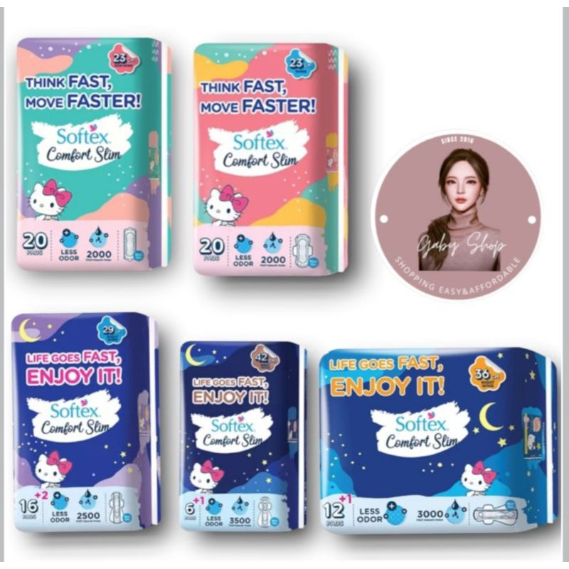 Jual SOFTEX HELLO KITTY COMFORT SLIM WING/NON WING DAY/NIGHT | Shopee ...