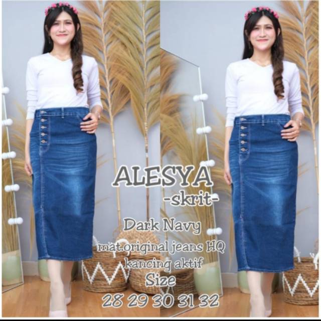 Jual ROK 7/9 JEANS SKIRT ALESY/PREMIUM DENIM STRETCH | Shopee Indonesia