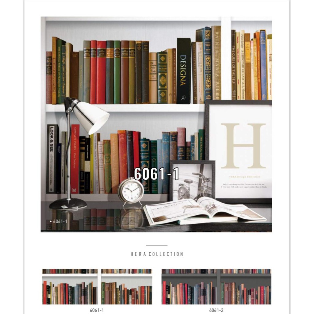 Jual Wallpaper Dinding Korea Rak Buku 3D Modern Hera | Shopee Indonesia