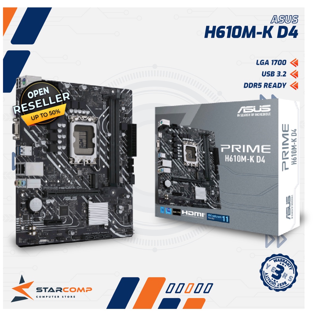 Jual ASUS PRIME H610M-K D4 Intel Gen 12 LGA1700 H610 DDR4 Motherboard | Shopee Indonesia