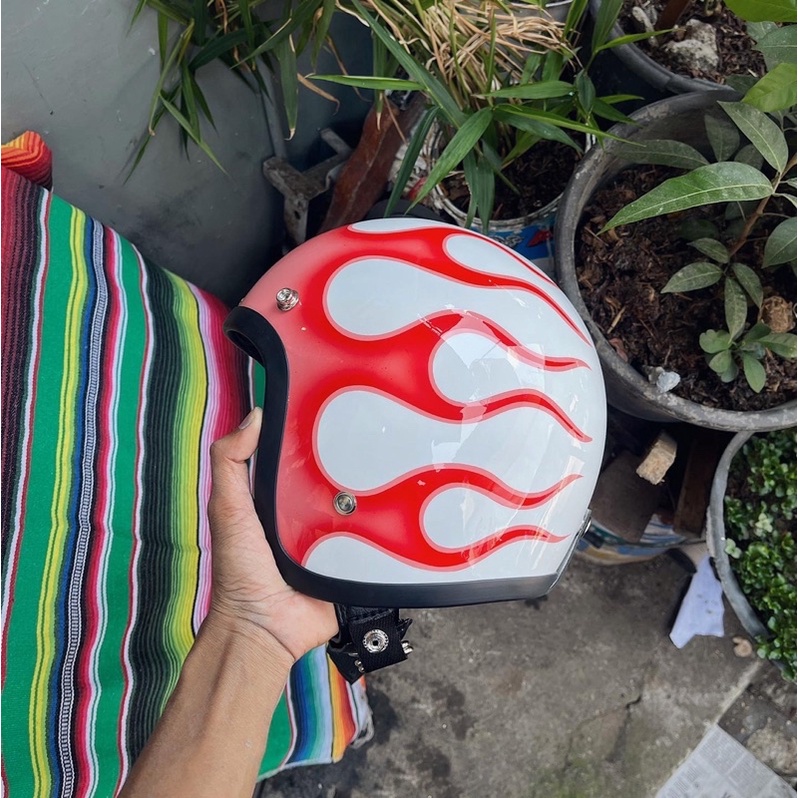 Jual Slimhead 500TX Flame Pinkyred - Helm Chopper Bobber | Shopee Indonesia