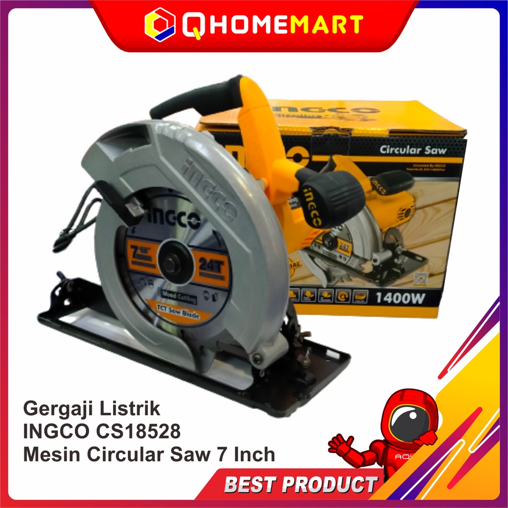 Jual Gergaji Listrik INGCO CS18528 Mesin Circular Saw 7 Inch | Shopee ...