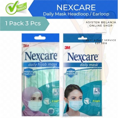 Jual 3M NEXCARE Daily Mask Earloop Headloop Hijab 3 Ply Lapis Masker ...