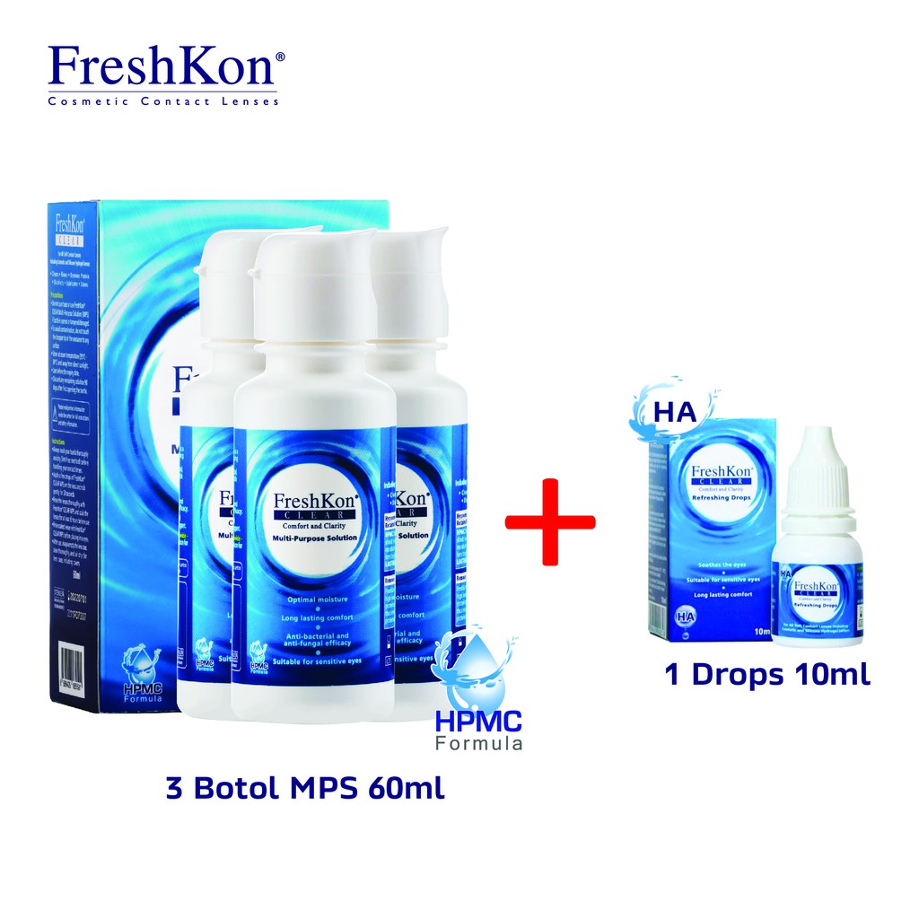 Jual FreshKon Clear Multi Purpose Solution 60ml - 3 Botol + Refreshing ...