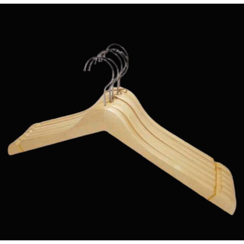 Jual hanger kayu dewasa isi 12 pcs| gantungan kayu natural isi 12 pcs ...