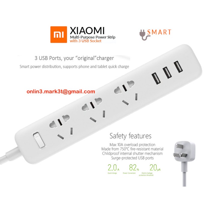 Jual Xiaomi smart USB plug power strip distribution colokan listrik ...