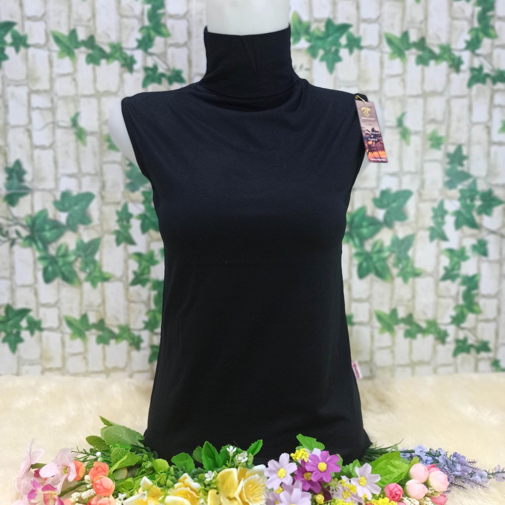 Jual Tangtop Kerah TurtleNeck Tangtop Kerah Tinggi Tangan Buntung ...