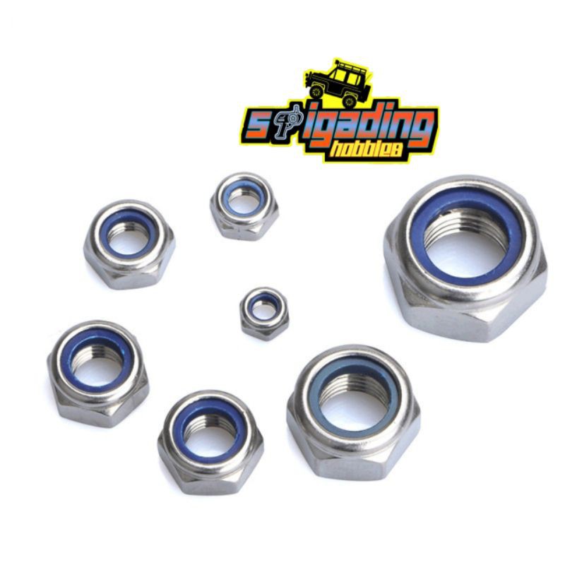 Jual MUR NUT M2 M2.5 M3 STAINLESS STEEL FLANGE NYLON LOCK VELG RC ...