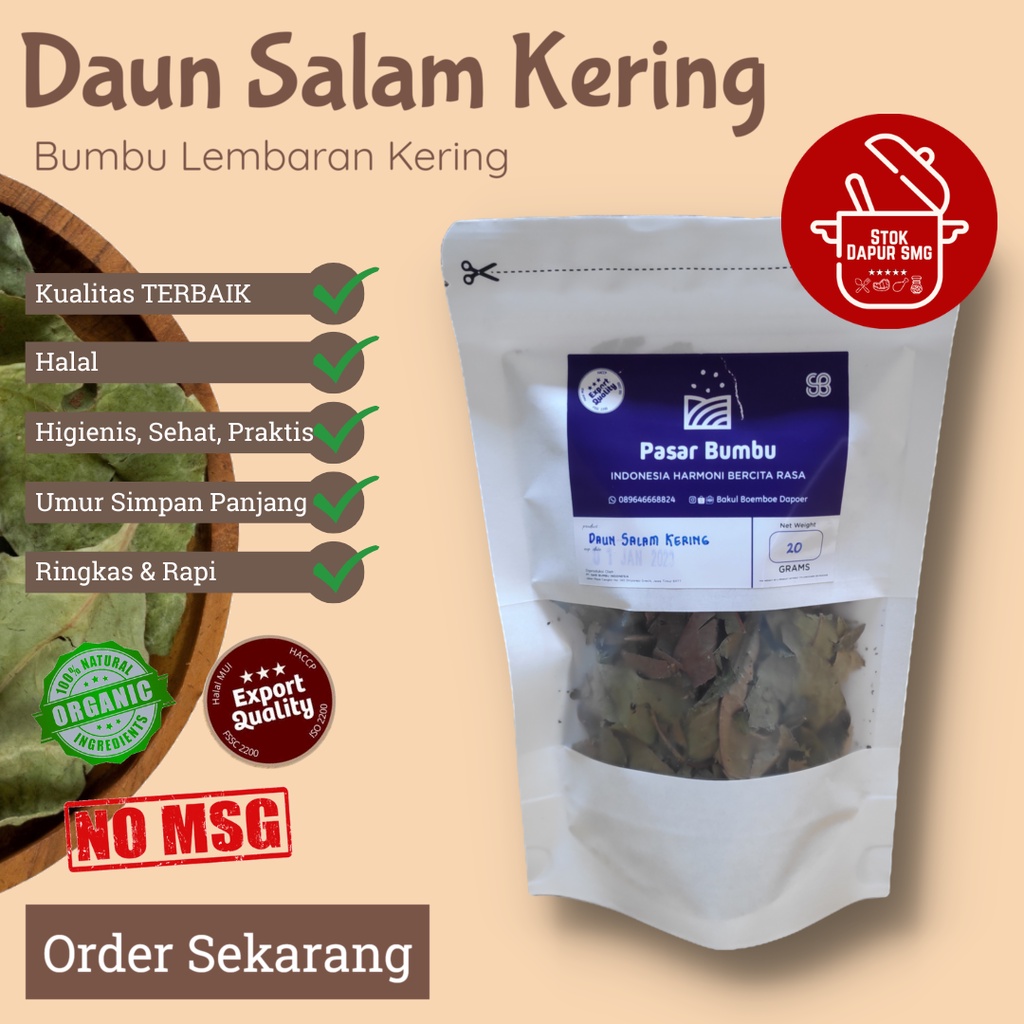 Jual Pasar Bumbu Daun Salam Kering / Dried Bay Leaves Pouch 20gr | Shopee Indonesia