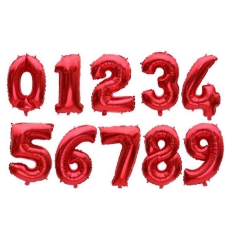 Jual Balon Foil Huruf & Angka Warna Merah 40cm | Shopee Indonesia