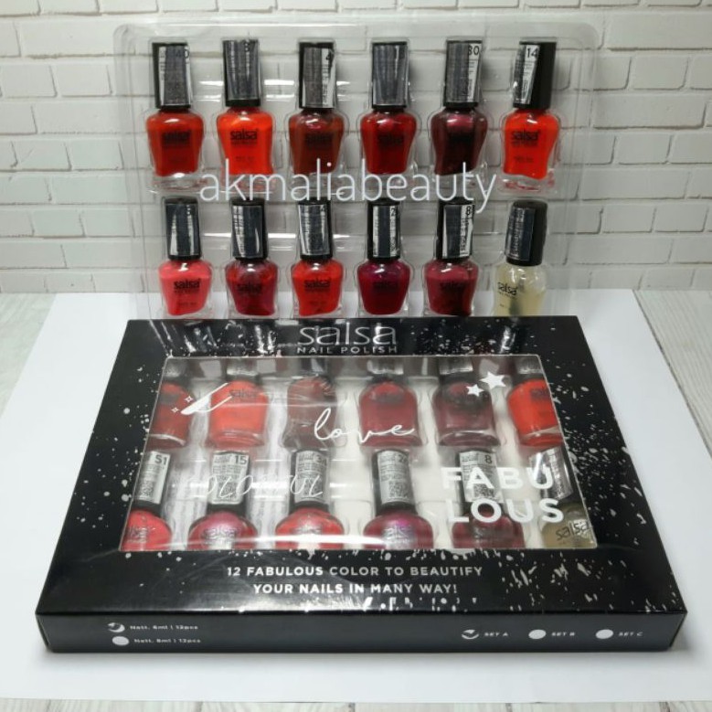 Jual KUTEK SALSA 12 WARNA BPOM BOX HITAM | CAT KUKU | Shopee Indonesia