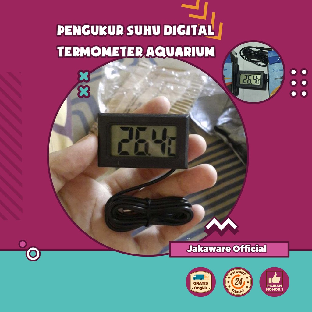 Jual PENGUKUR SUHU DIGITAL TERMOMETER AQUARIUM KABEL 1M THERMOMETER ...