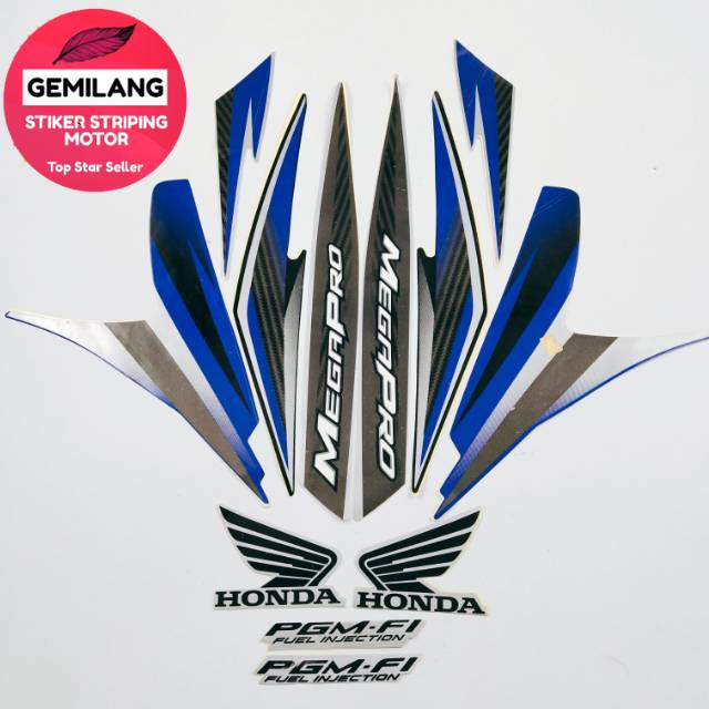 Jual Striping Decal Polet Sticker honda megapro mega pro fi 2014 hitam ...