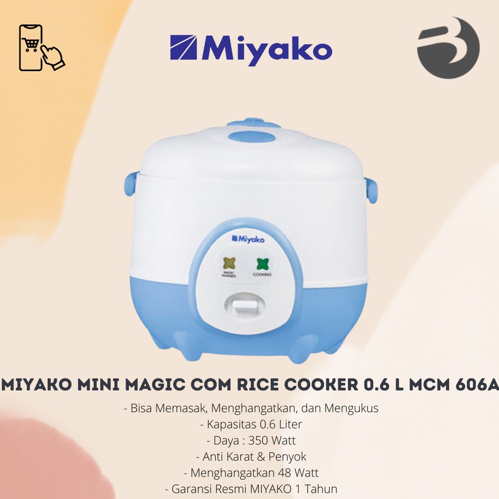 Jual MIYAKO MINI MAGIC COM RICE COOKER MCM 606A / 612 / 512C | Shopee ...