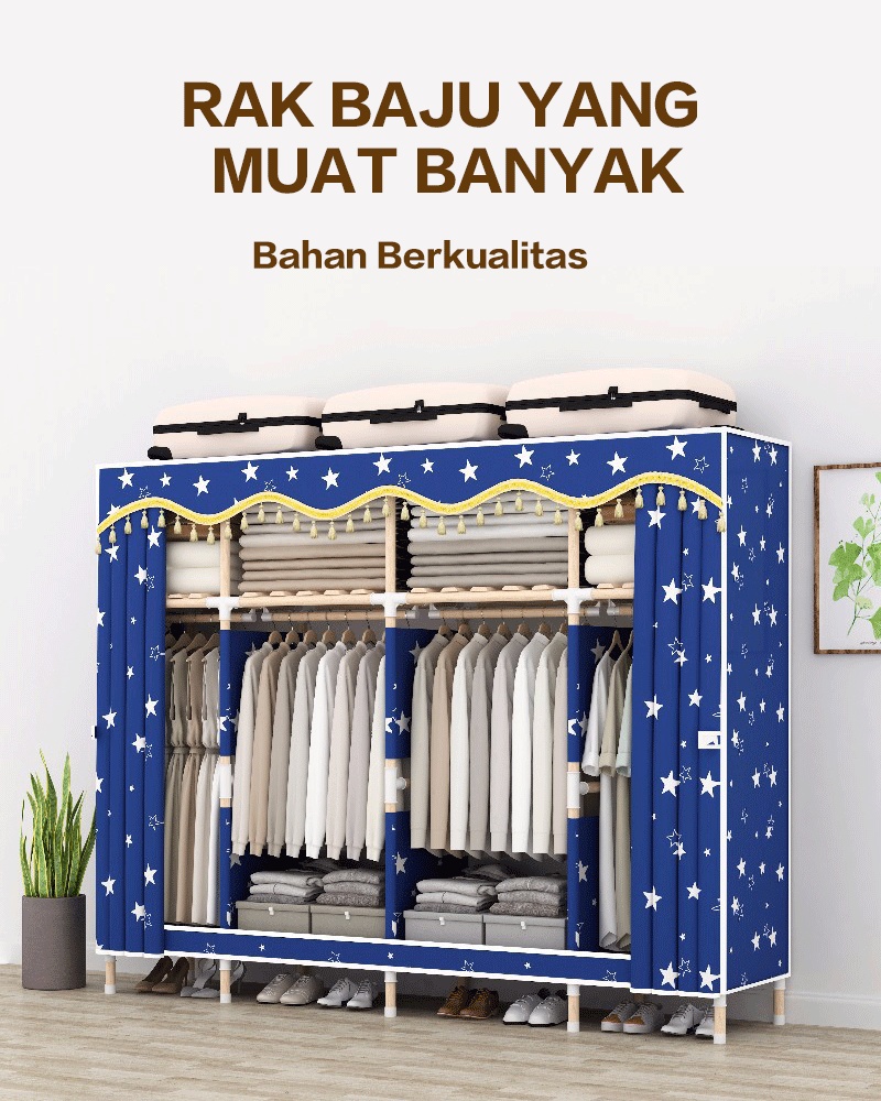 Jual Megam Rak Baju Lemari Pakaian Selimut Kemeja Susun Lemari Tirai ...