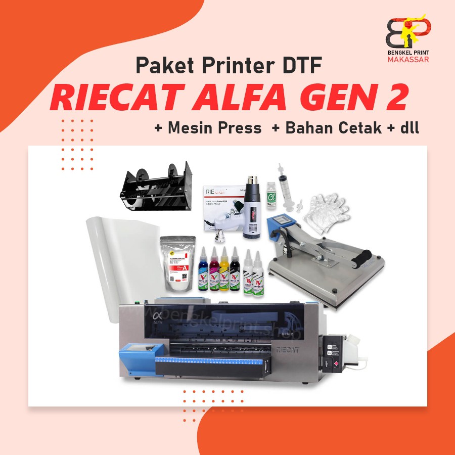Jual Paket Usaha Sablon DTF Mesin Printer RIECAT Alfa Gen 2 + Mesin Press | Shopee Indonesia