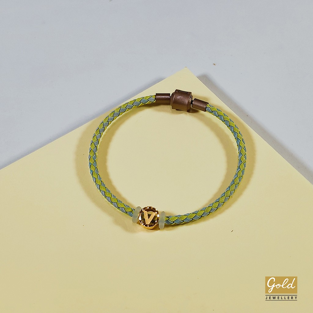 Jual Gelang tali emas kuning 700 16k inisial V blt tali pdr lime ...