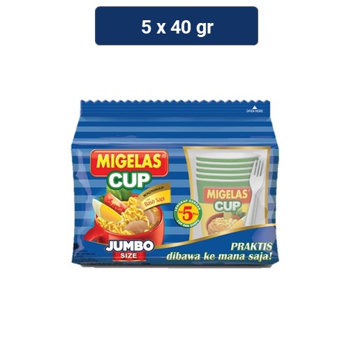 Jual Migelas Jumbo Mie Instan Cup Baso Sapi 5 x 40 gr | Shopee Indonesia