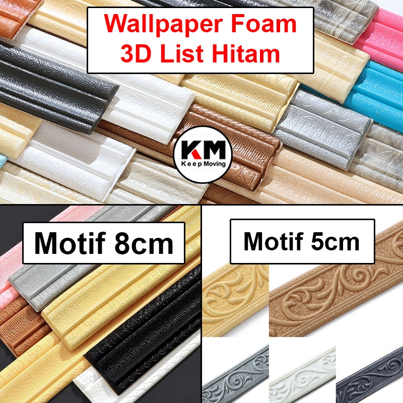 Jual KM Wallpaper List Hitam Wall Paper List Foam 3D Wallborder Foam 3D ...