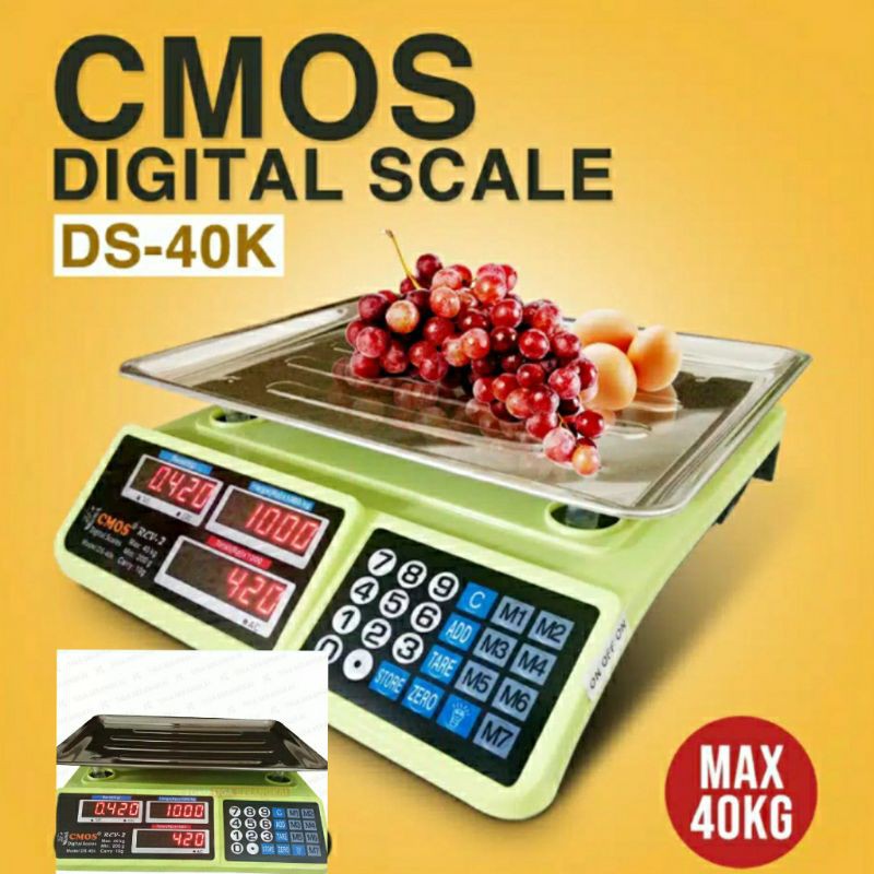 Jual CMOS Timbangan digital Buah Telur Sayur Laundry 40kg DS-40KG ...