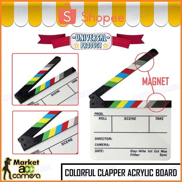Jual Colorful Clapper Board TV Movie Film Clapper Board Slate (White ...