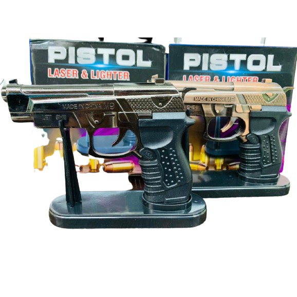 Jual Korek Api Gas Laser Model PIstol Ukuran Sedang Free Stand M9 ...