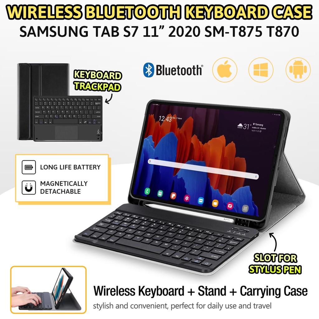Jual Samsung Galaxy Tab S7 11 2020 SM T875 T870 Wireless Keyboard Flip ...