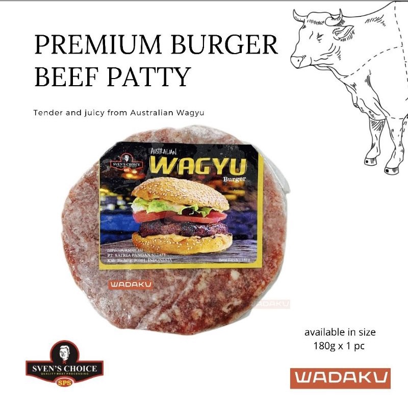 Jual Daging sapi Burger Sven's Choice Beef Patty Patties 180g Wagyu ...