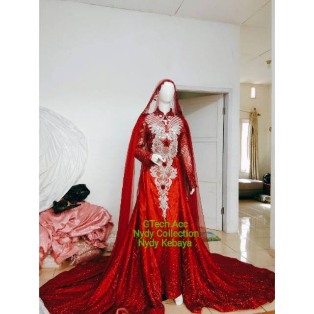 Jual Gaun Pengantin Ekor Model Span Warna Merah Cabe (a) | Shopee Indonesia
