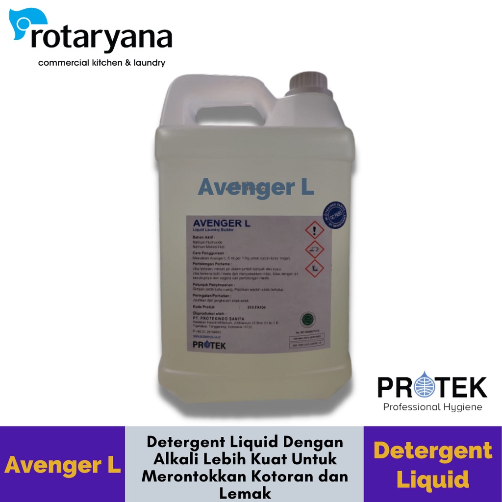 Jual Detergent Laundry Avenger L Liquid 5 Liter Brand Protek | Shopee ...