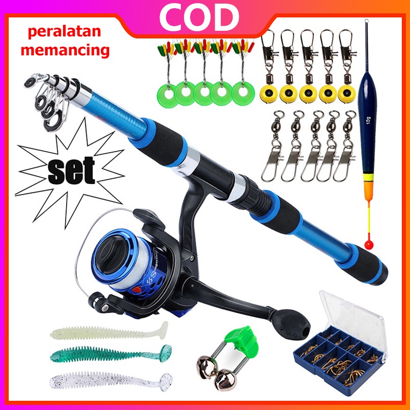 Jual Sougayilang 1.8M Pancing Portabel Set Batang + Gulungan dengan garis + Umpan Combo untuk ...
