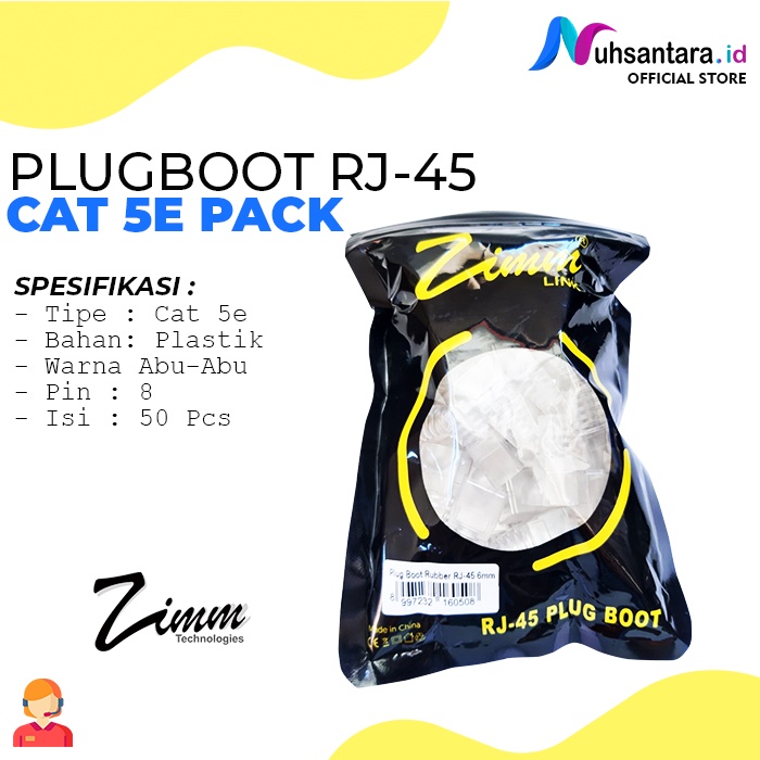 Jual Plug Boot Konektor RJ45 Zimmlink Plugboot Connector RJ-45 Cat 5e ...