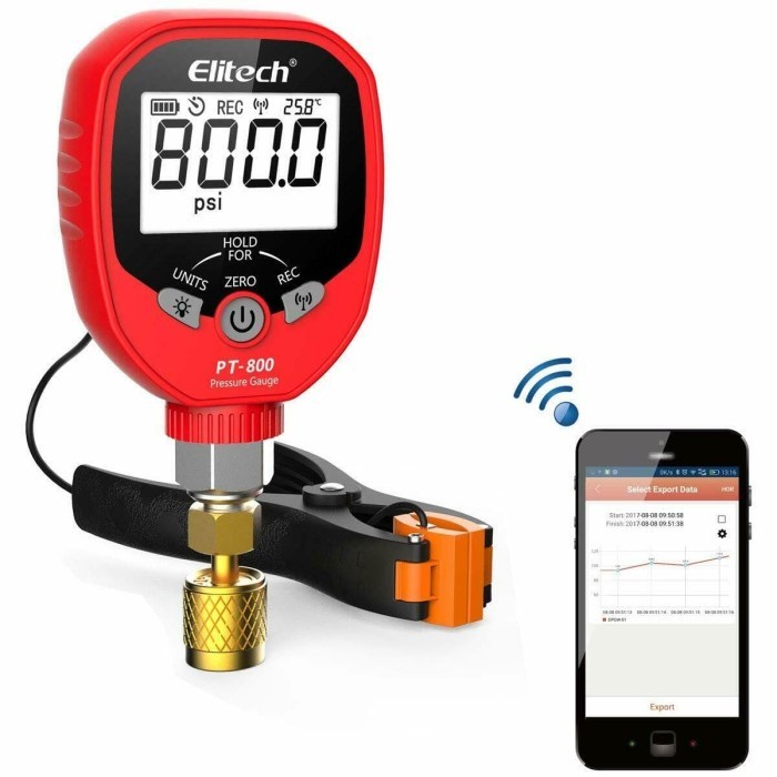 Jual Elitech PT-500 Wireless Refrigeration Pressure Gauge HVAC A/C ...