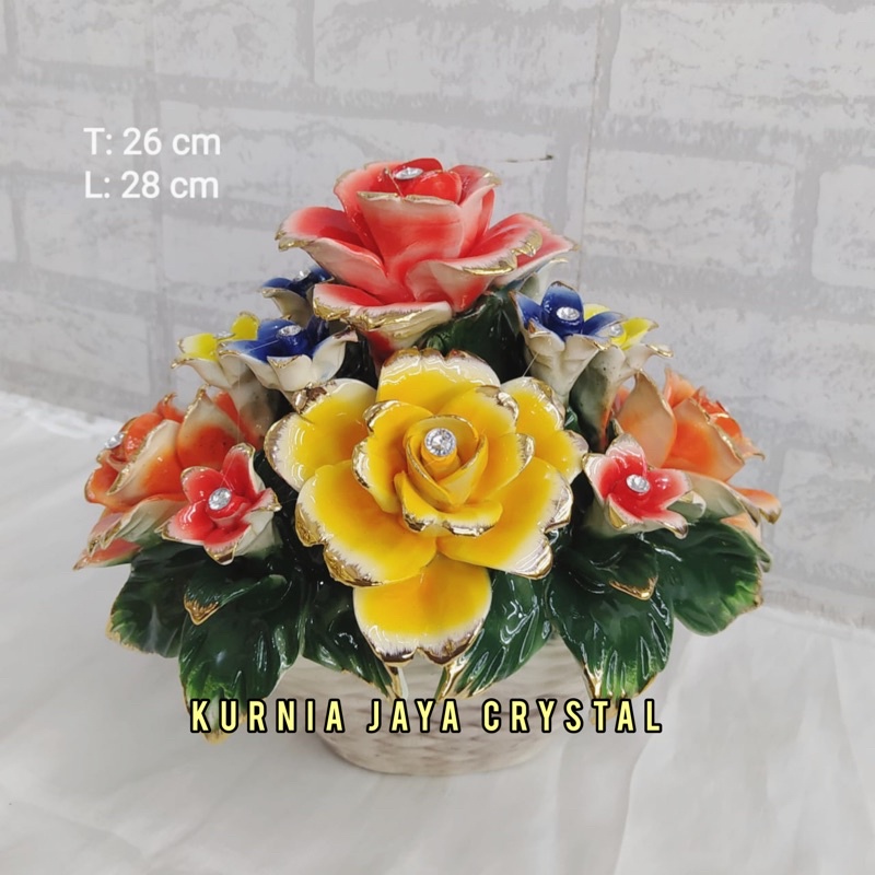 Jual Bunga Keramik Italy / Bunga Keranjang Capodimonte Italy tinggi 26 ...