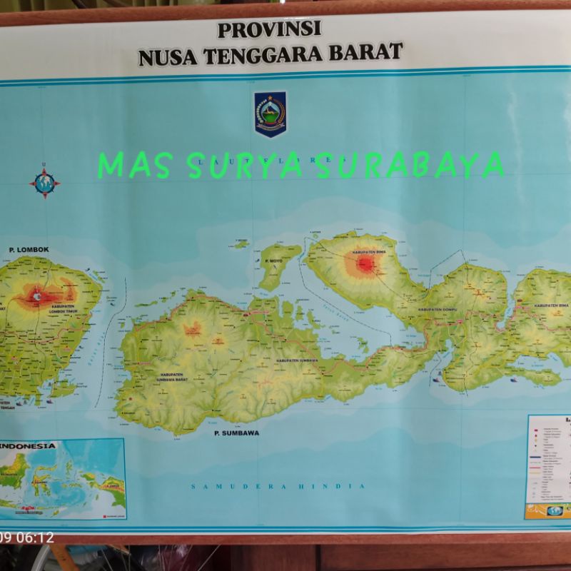 Jual Peta Provinsi NTB / Nusa Tenggara Barat Kecil Bingkai | Shopee ...