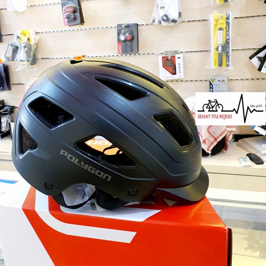 Jual HELM SEPEDA POLYGON VILLE MATT BLACK . HELM URBAN, SELI, CITY BIKE ...