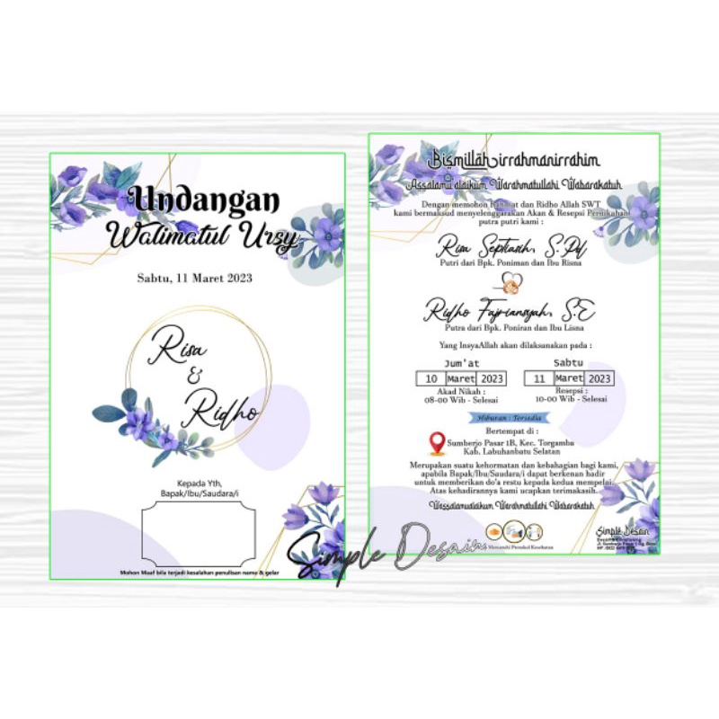Jual Undangan Pernikahan Murah 1 Lembar Timbal Balik | Shopee Indonesia