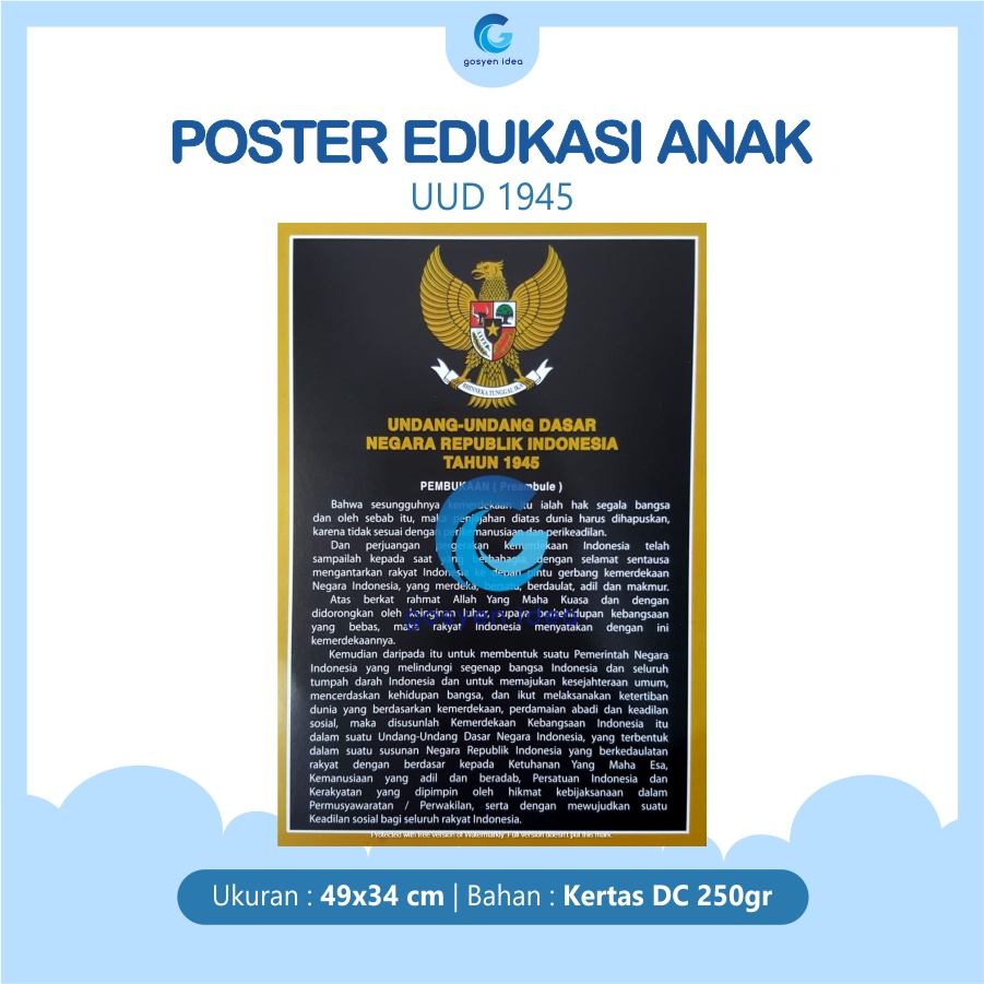 Jual Poster Medium Anak Belajar Teks Pembukaan Undang-Undang Dasar 1945 ...