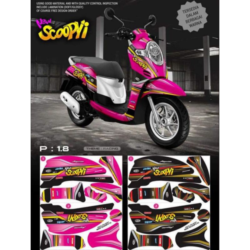 Jual Decal Scoopy Sticker full body grafis pilihan warna pink dan hitam ...