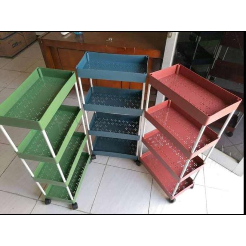 Jual Rak dorong serba guna 4 susun plastik (Tiang besi) | Shopee Indonesia