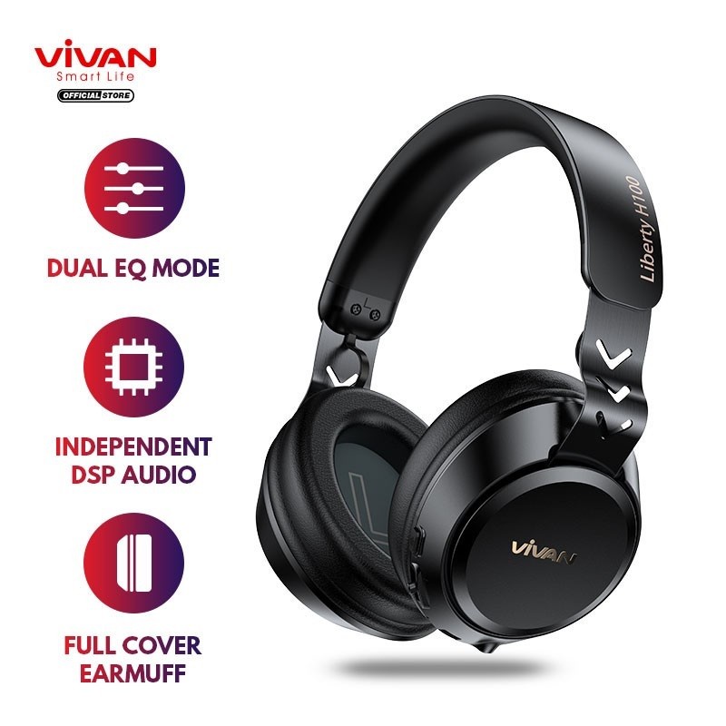 Jual Vivan Liberty H100 Headphone Wireless Bluetooth 5.0 Extra Bass ...