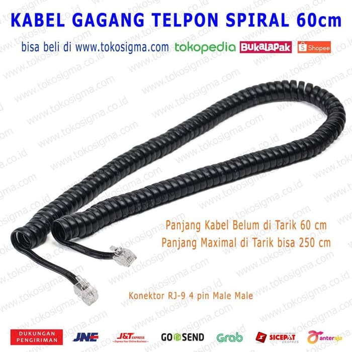 Jual KABEL GAGANG TELP SPIRAL RJ-9 4P4C TELEPHONE CABLE TELEPON RJ9 ...