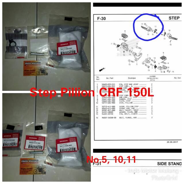 Jual Step Pillion Belakang set 1 Sisi CRF 150L Original AHM [Step+Guide ...