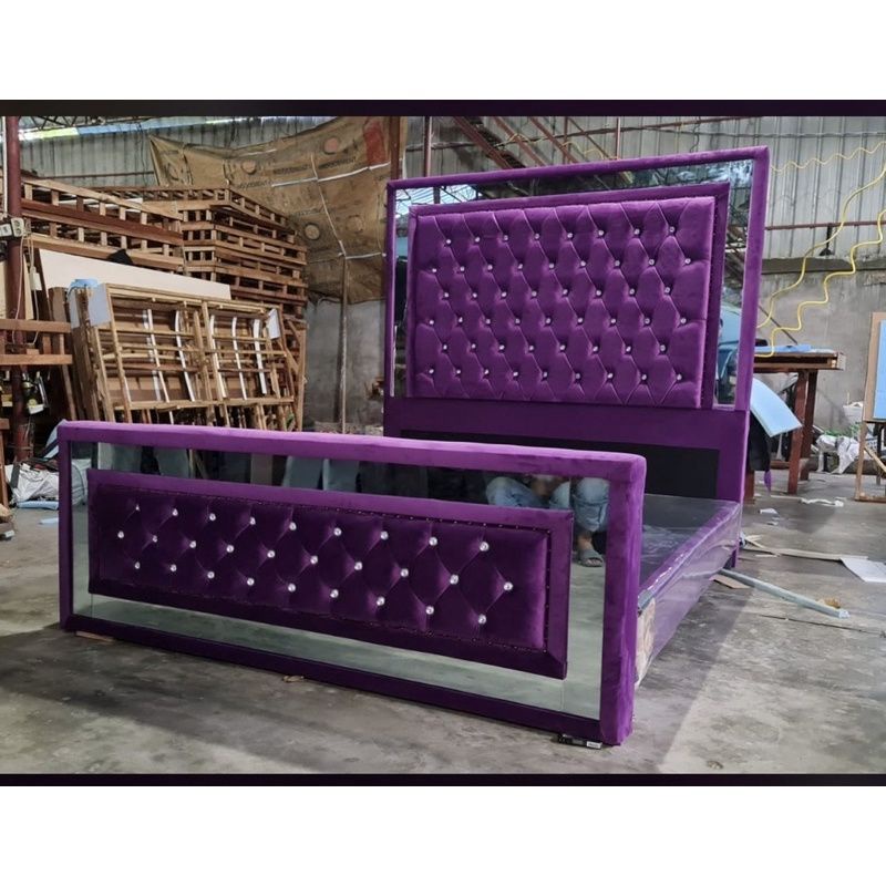 Jual Difan Ranjang Kasur Dobel Sandaran List Cermin Kain Bludru ...