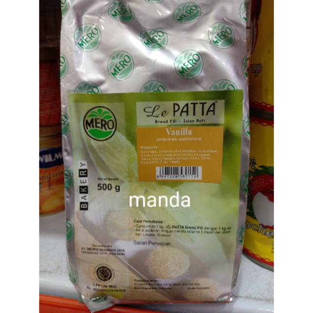 Jual Mero le patta bubuk isian roti Rasa Vanila 500gr | Shopee Indonesia
